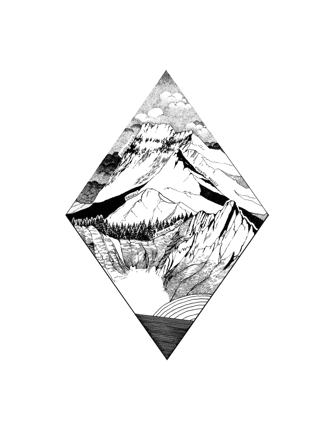 7 Summits (4 Out of 7) Illustration Print - Etsy