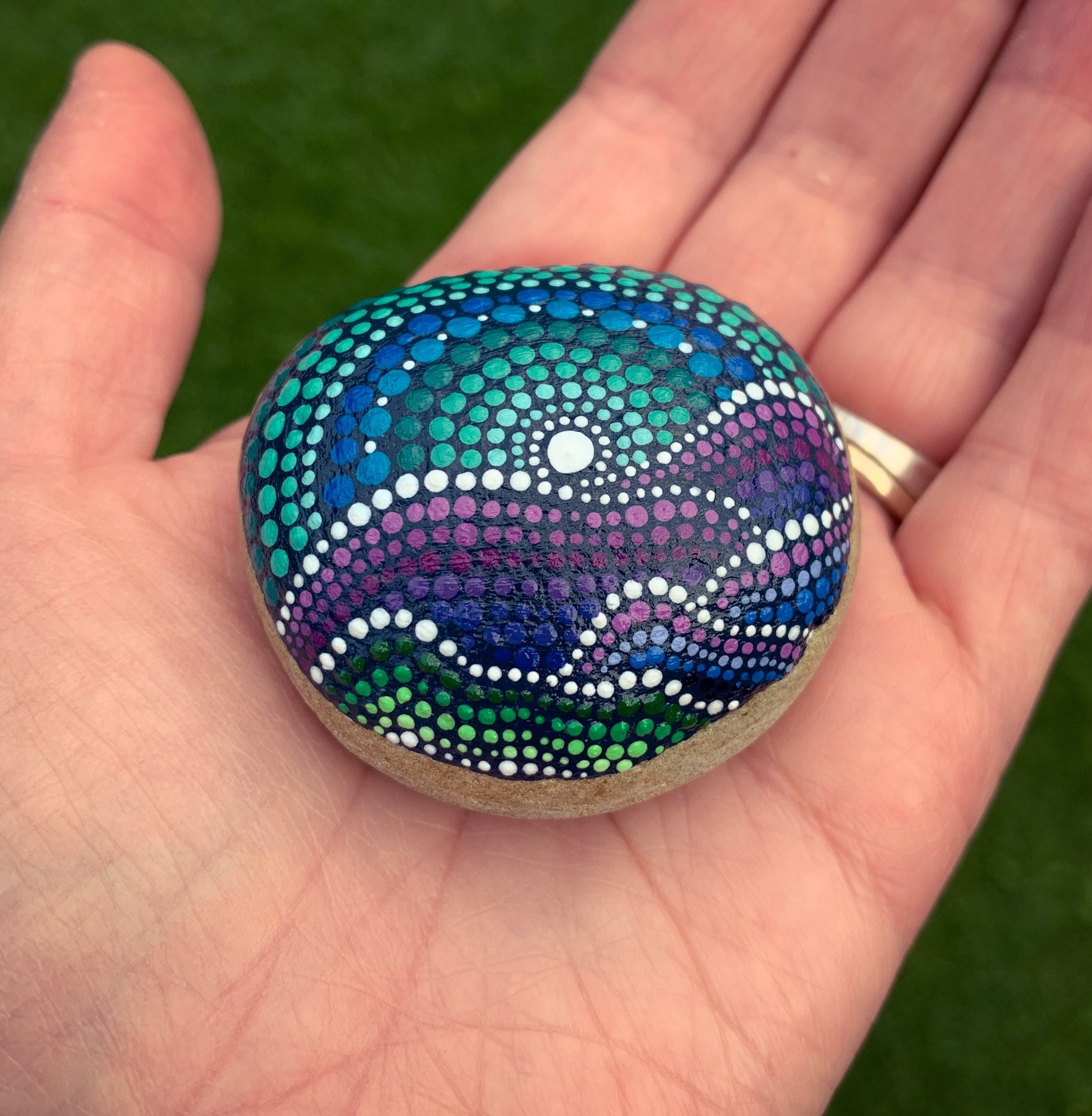 Hand Dot-painted Landscape Stone One off Painted Rock - Etsy