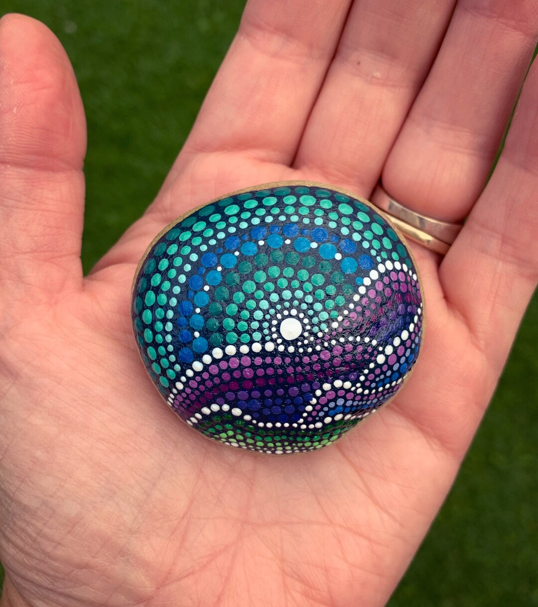 Hand Dot-painted Landscape Stone One off Painted Rock - Etsy