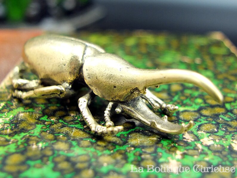 Brass Figurine of a Scarab Beetle (dynastes Hercules) - Entomology ...