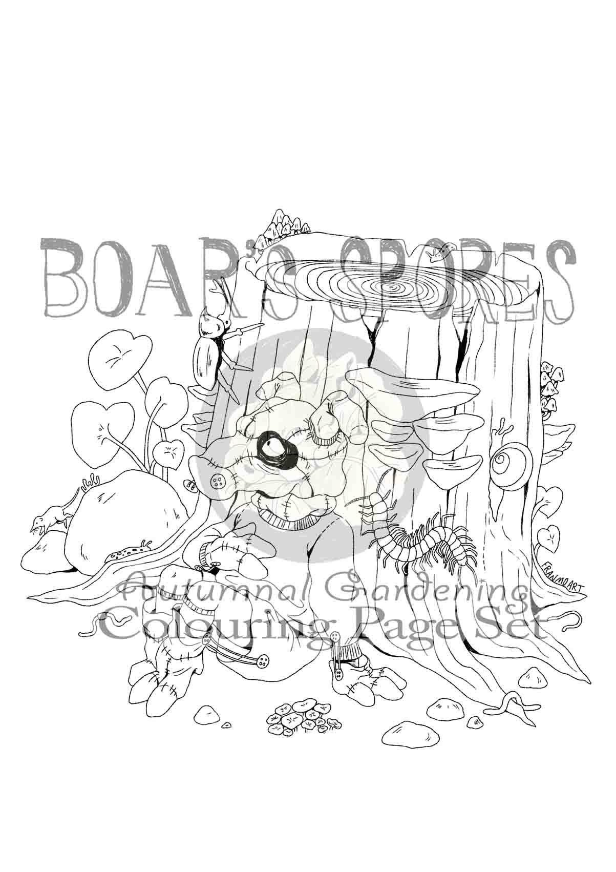 Boar's Spores Digital Download Colouring Pages 5 Quirky Hand Drawn ...