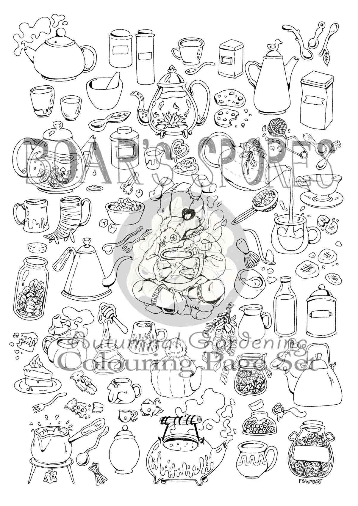 Boar's Spores Digital Download Colouring Pages 5 Quirky Hand Drawn ...