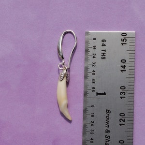 Sterling Silver Mink Fang Dangling Earrings - Animal Bone Earrings ...