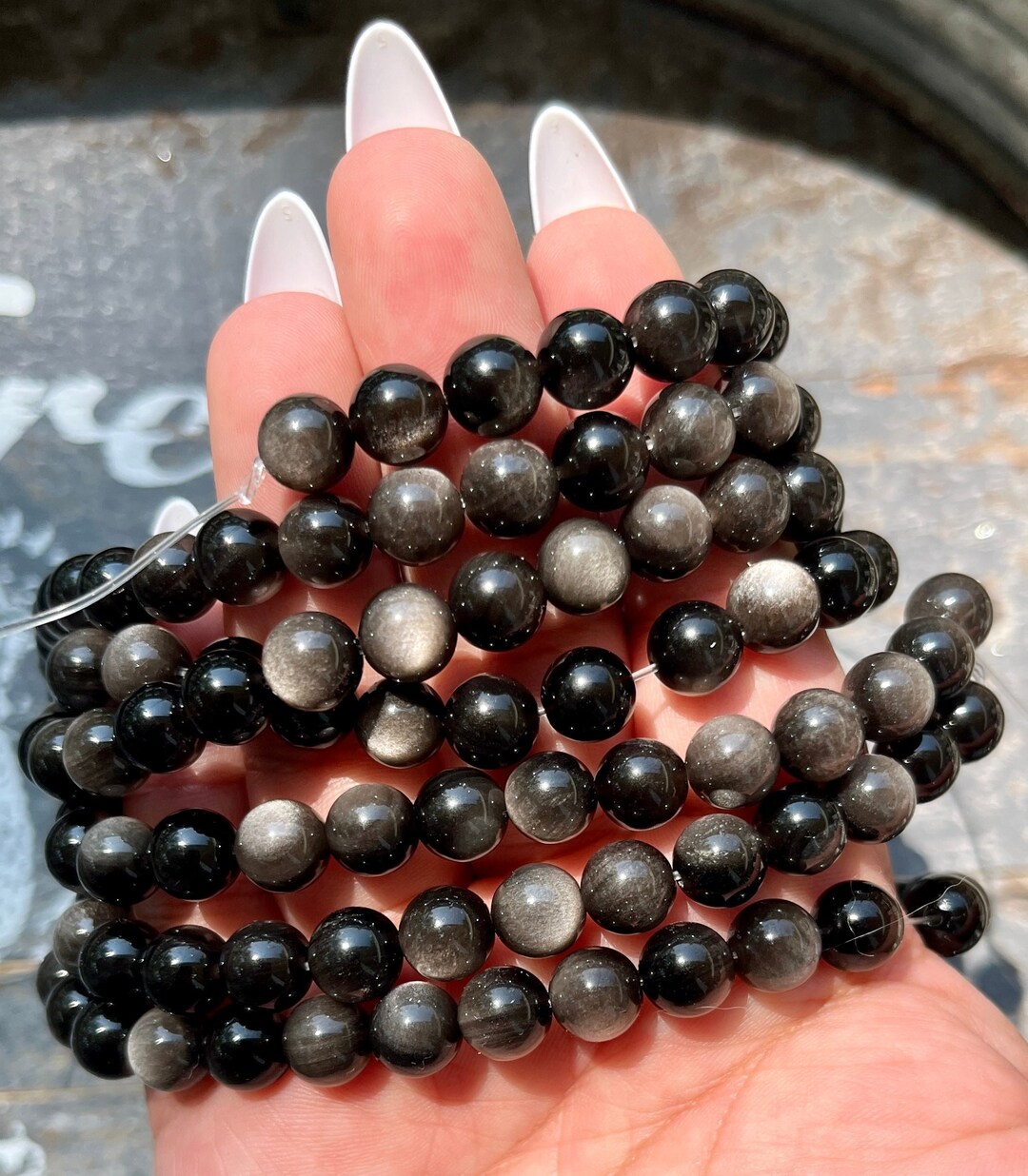 One 1 Gorgeous Silver Sheen Bead Strand 8mm - Etsy