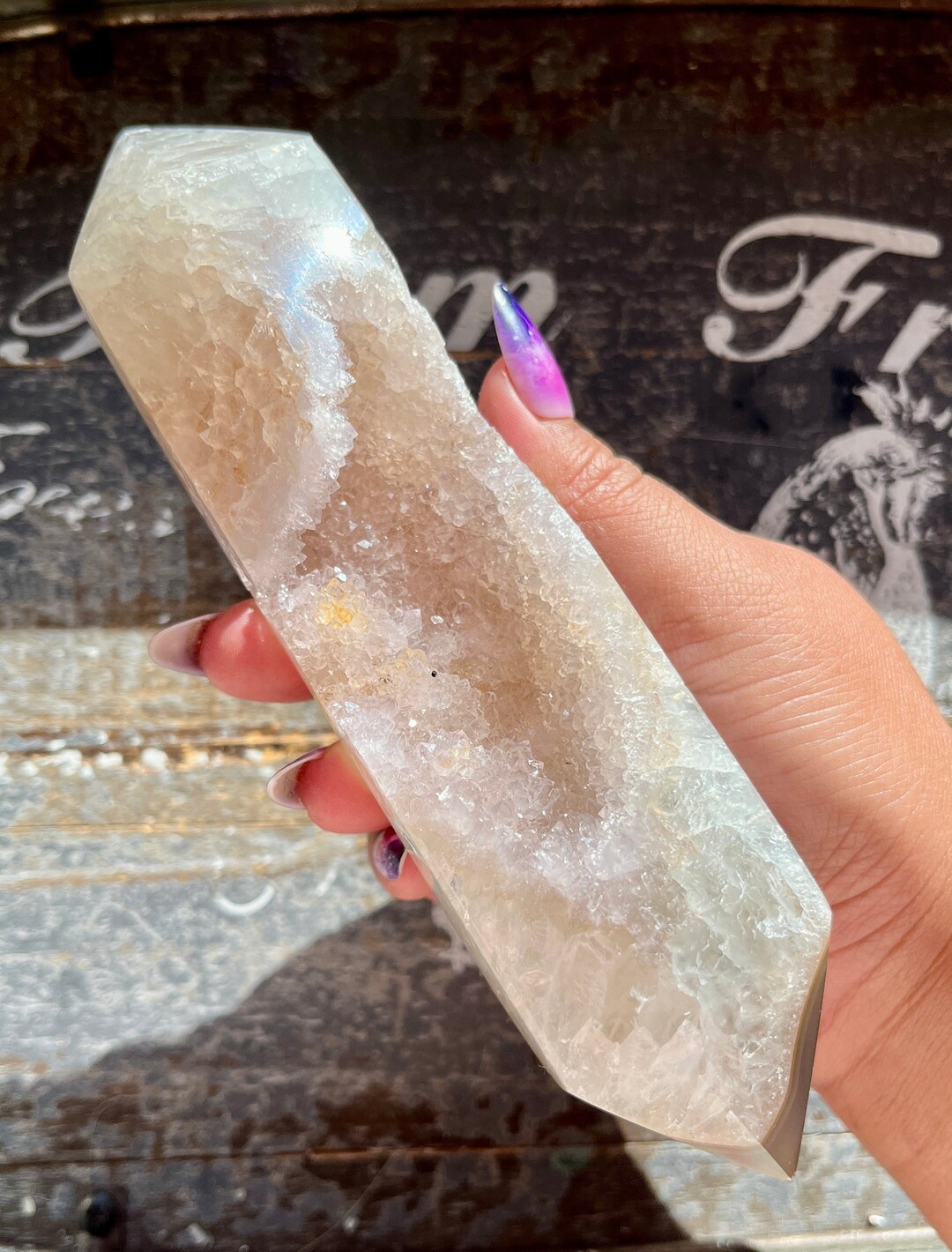Gorgeous High Quality Agate With Druzy Hand Carved Wand From - Etsy