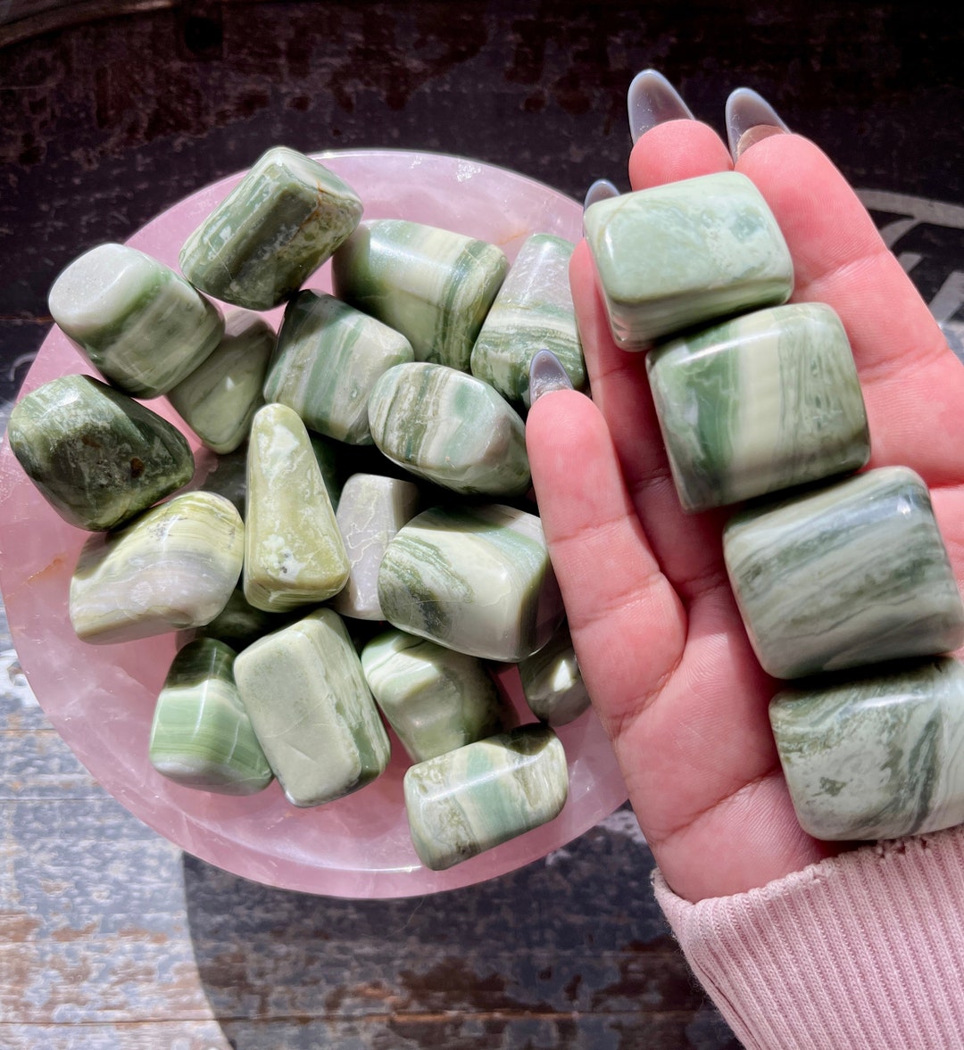 One 1 Gorgeous Green Banded Serpentine Tumble tucson Gem Show Exclusive ...