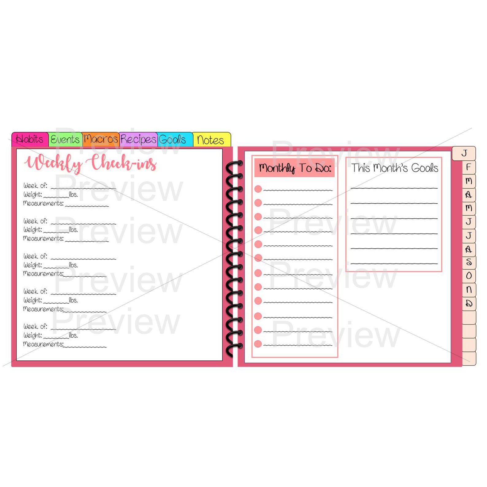 Digital Fitness Planner Undated workout Organizer - Etsy