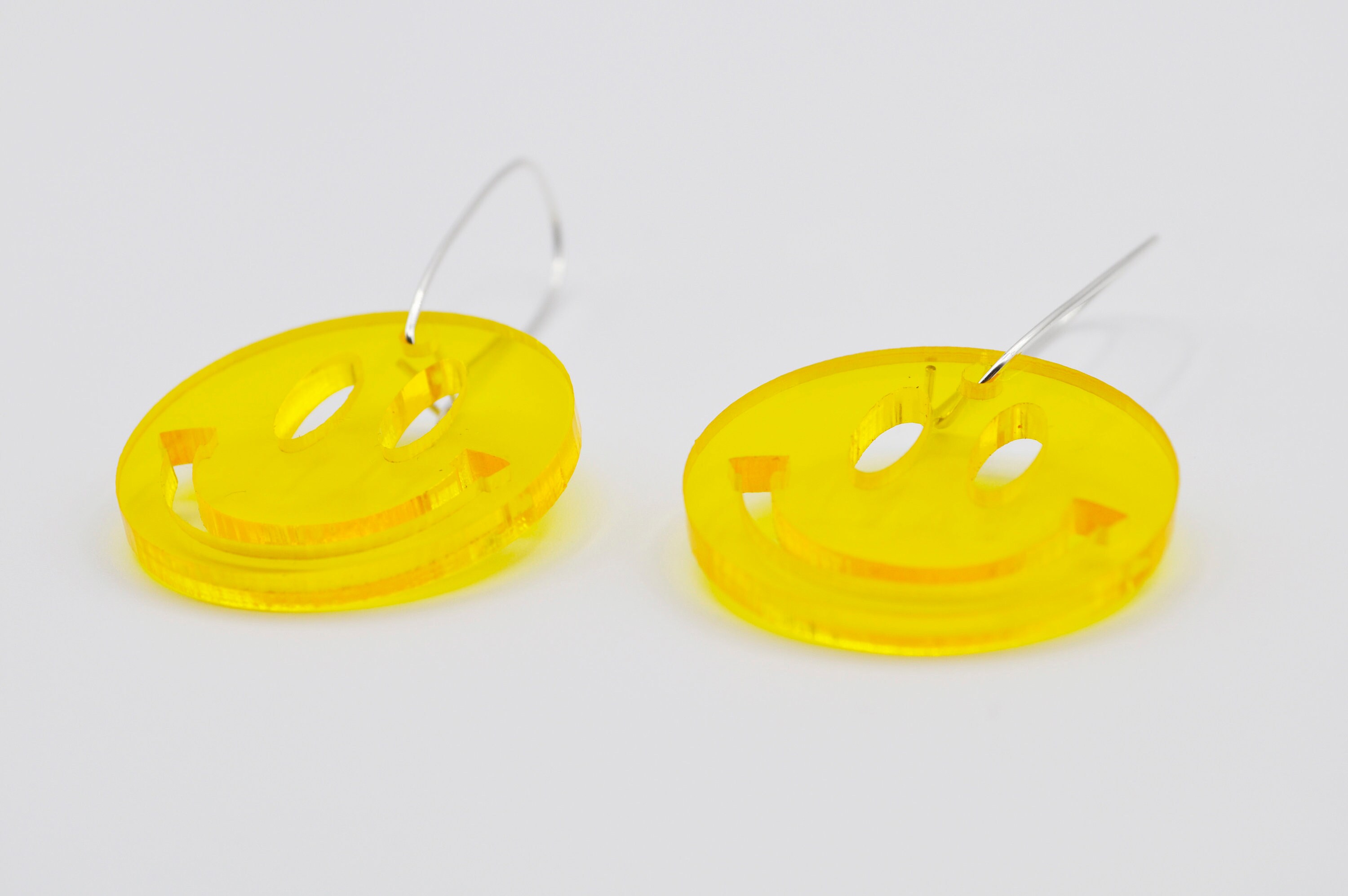 Smiley Face Yellow Earrings // 90s Smile Face Earrings // Laser Cut ...