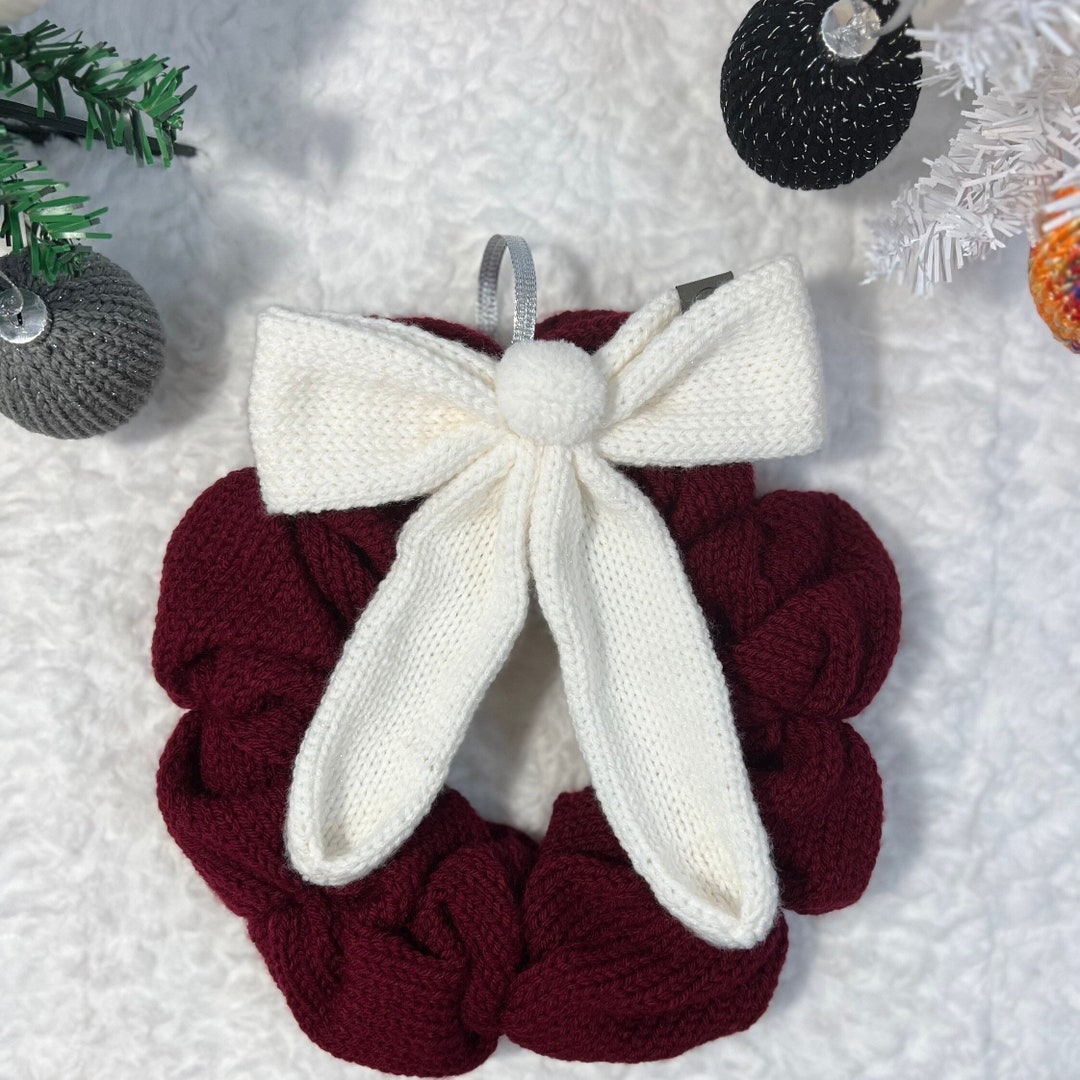 Knitted Wreath, Knitted Door Wreath, Christmas Knit Wreath, Knit Wreath ...