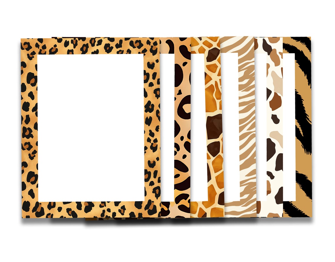 Printable Animal Print Digital Papers Blank Neutral Safari Theme With 1 ...