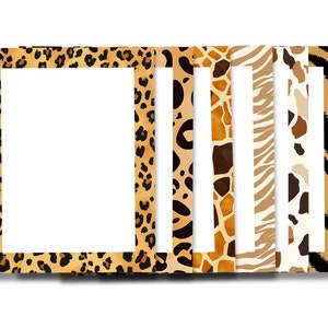 Printable Animal Print Digital Papers Blank Neutral Safari Theme With 1 ...