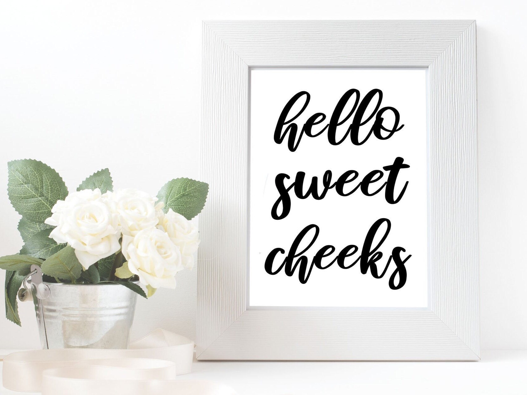Hello Sweet Cheeks Printable Quote Wall Art for Bathroom or Home Decor ...