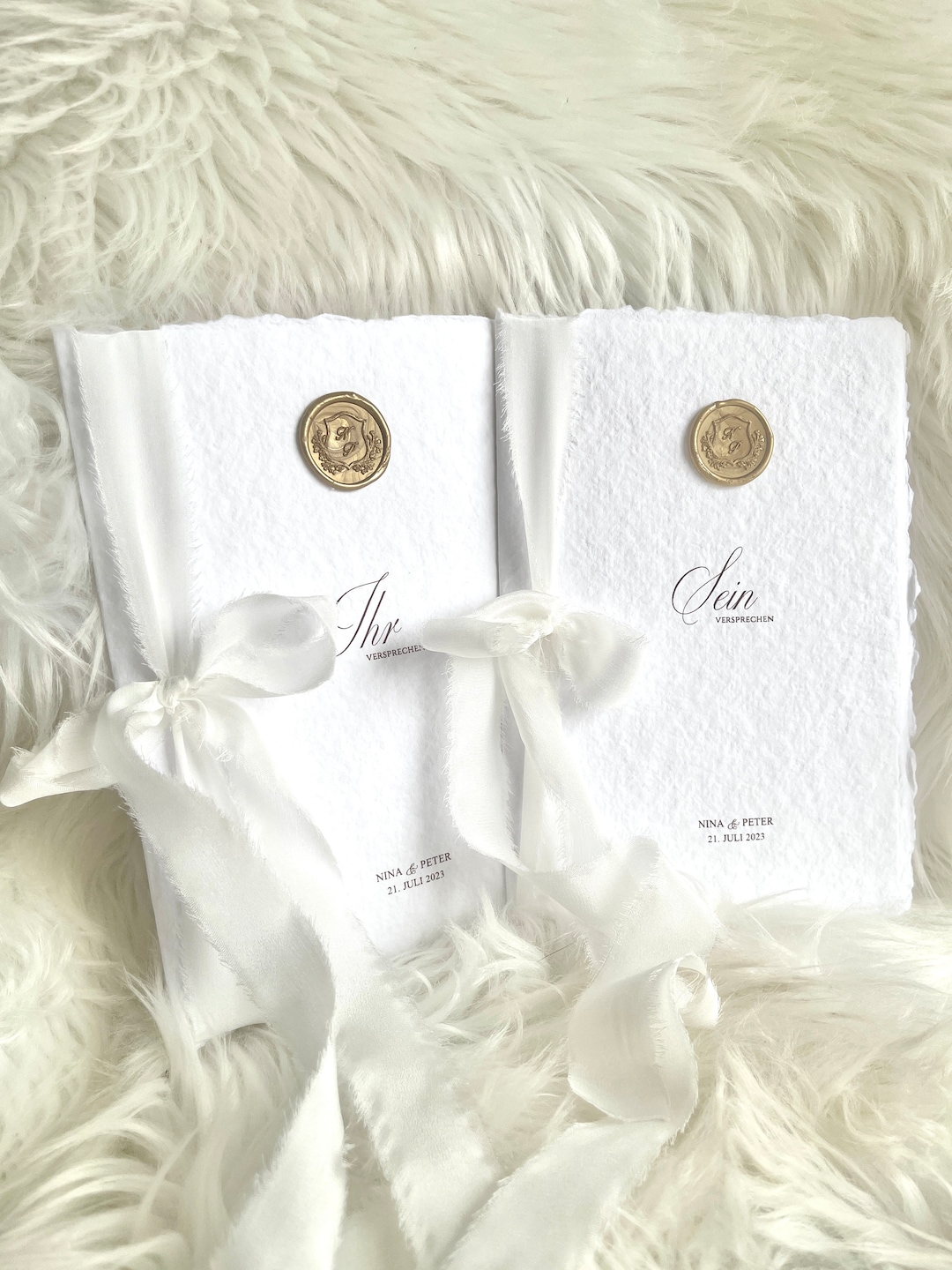 Personalized Wedding Vows With Wax Seal Silk Ribbon Deckle Edge Paper ...