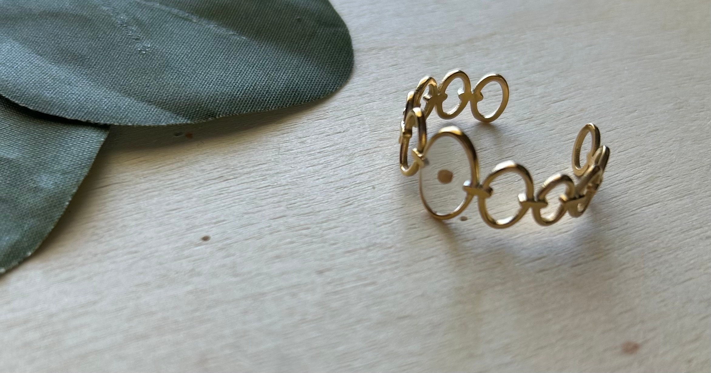 Open Bezel Gold Oval Mustard Seed Adjustable Ring, Dainty Adjustable Mustard Seed Ring, Gold ...