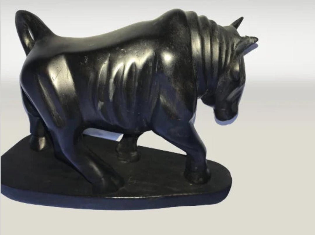 Bull Figurine Handcrafted in Ebony Wood - Bull in Action - Bulbull ...
