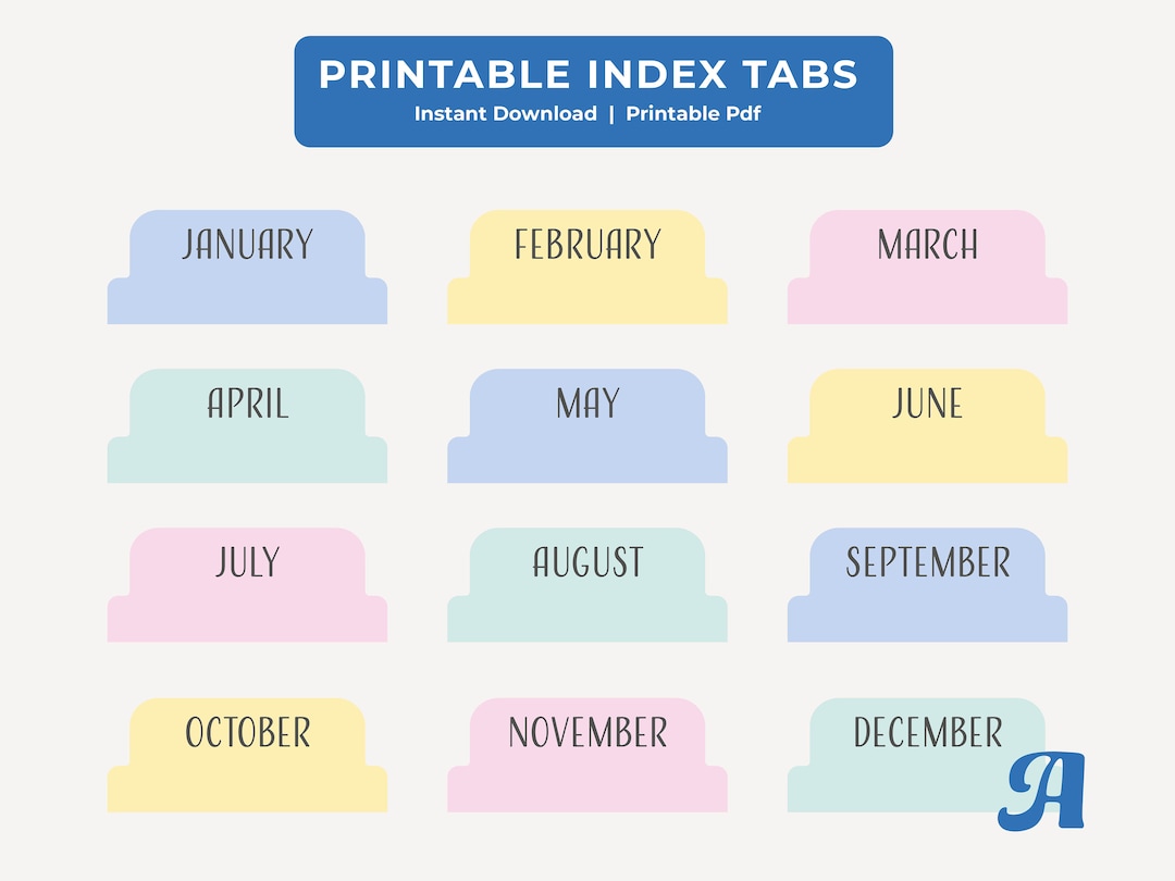 Printable Index Tabs Printable Planner Inserts Tabs for - Etsy