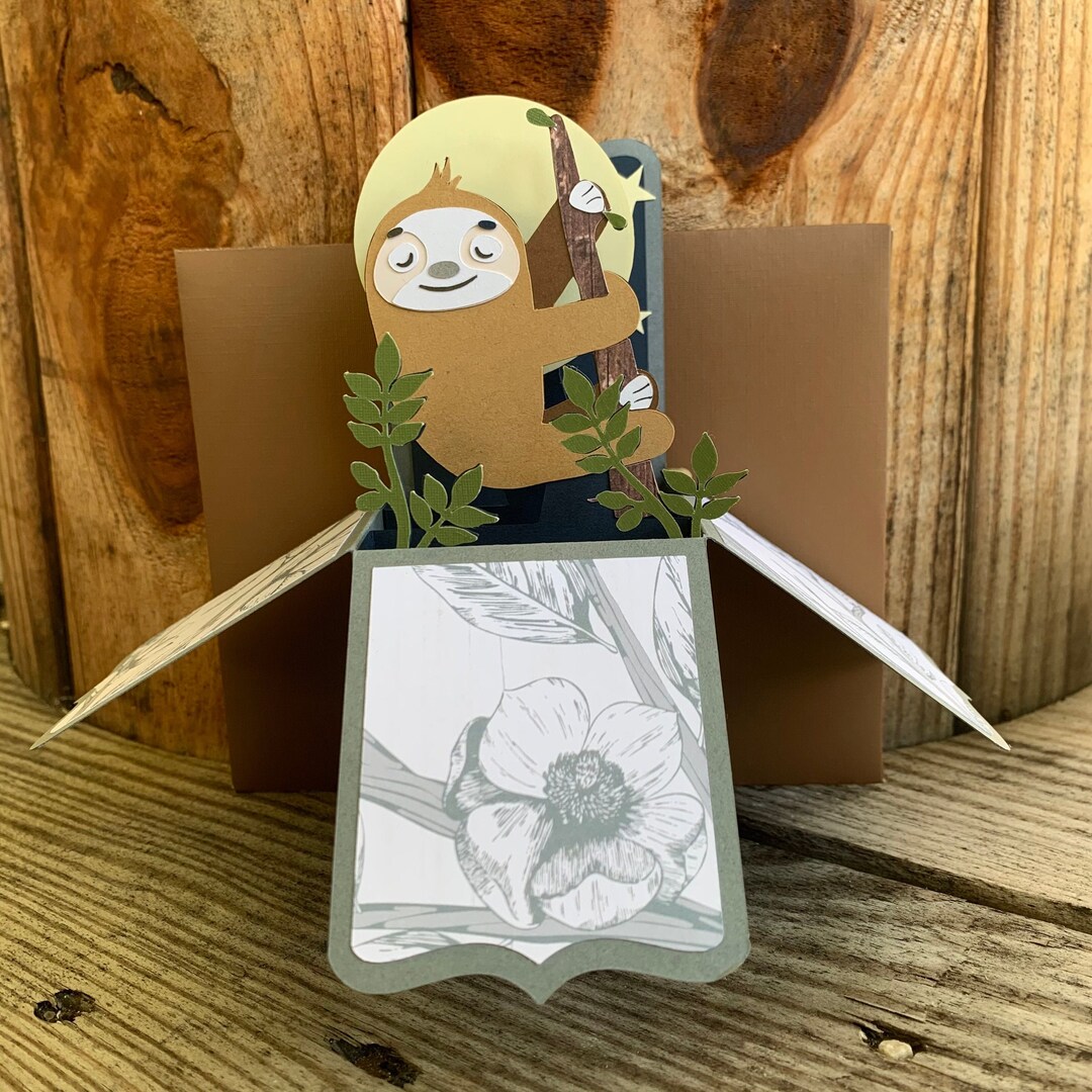 Handmade One of a Kind Sloth Pop up 3D Box Card With Matching - Etsy