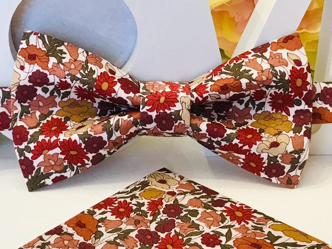 Liberty Poppy Forest Terracotta Bow Tie/adult/child/baby/pocket Square ...