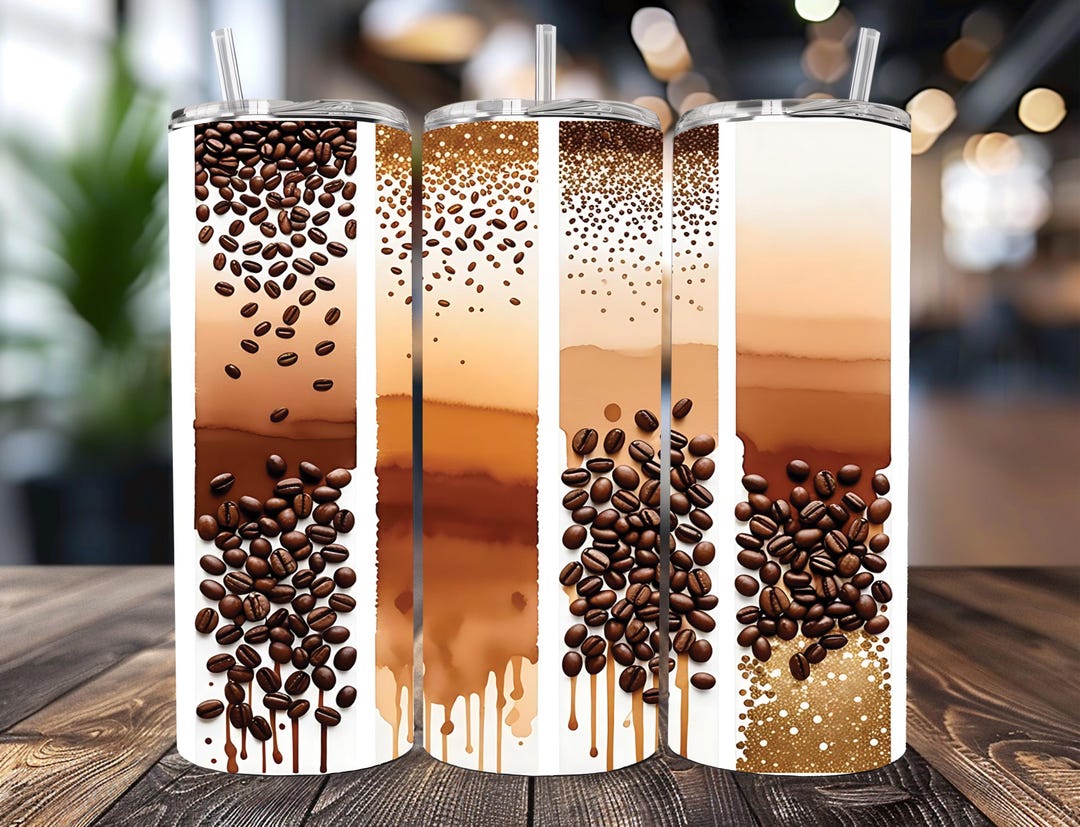 Ombre Coffee Bean Drips PNG 20 Oz Tumbler Sublimation Design Instant ...