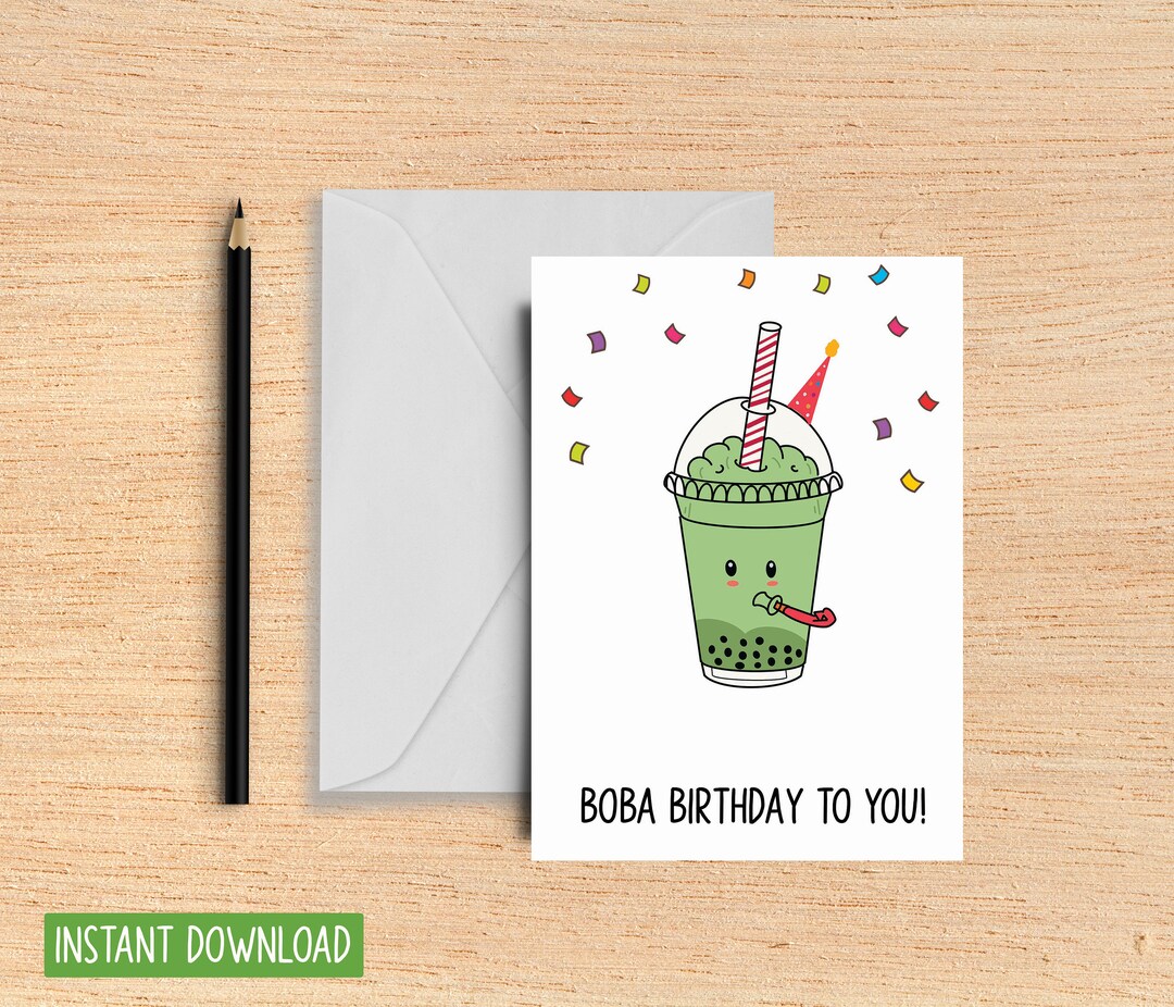 Boba Tea Birthday Card Bubble Tea Card Cute Birthday Card Pun Funny ...