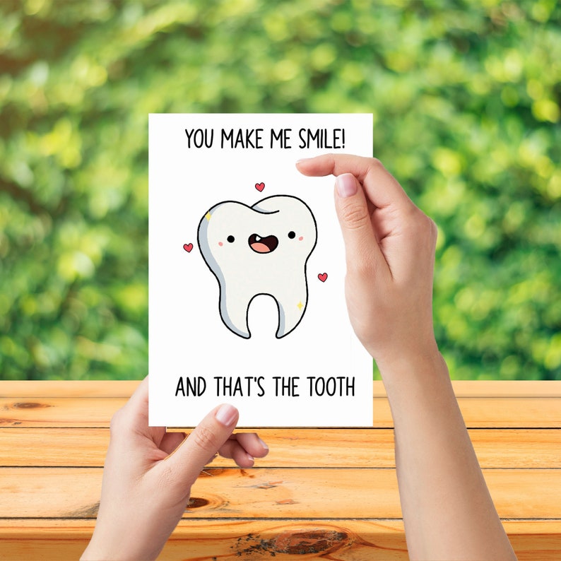 Cute Tooth Card Valentine's Day Card Pun Card Funny Birthday Card Card ...