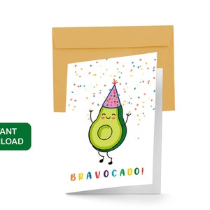 Bravocado Birthday Card Pun Birthday Card Avocado Birthday Card Funny ...