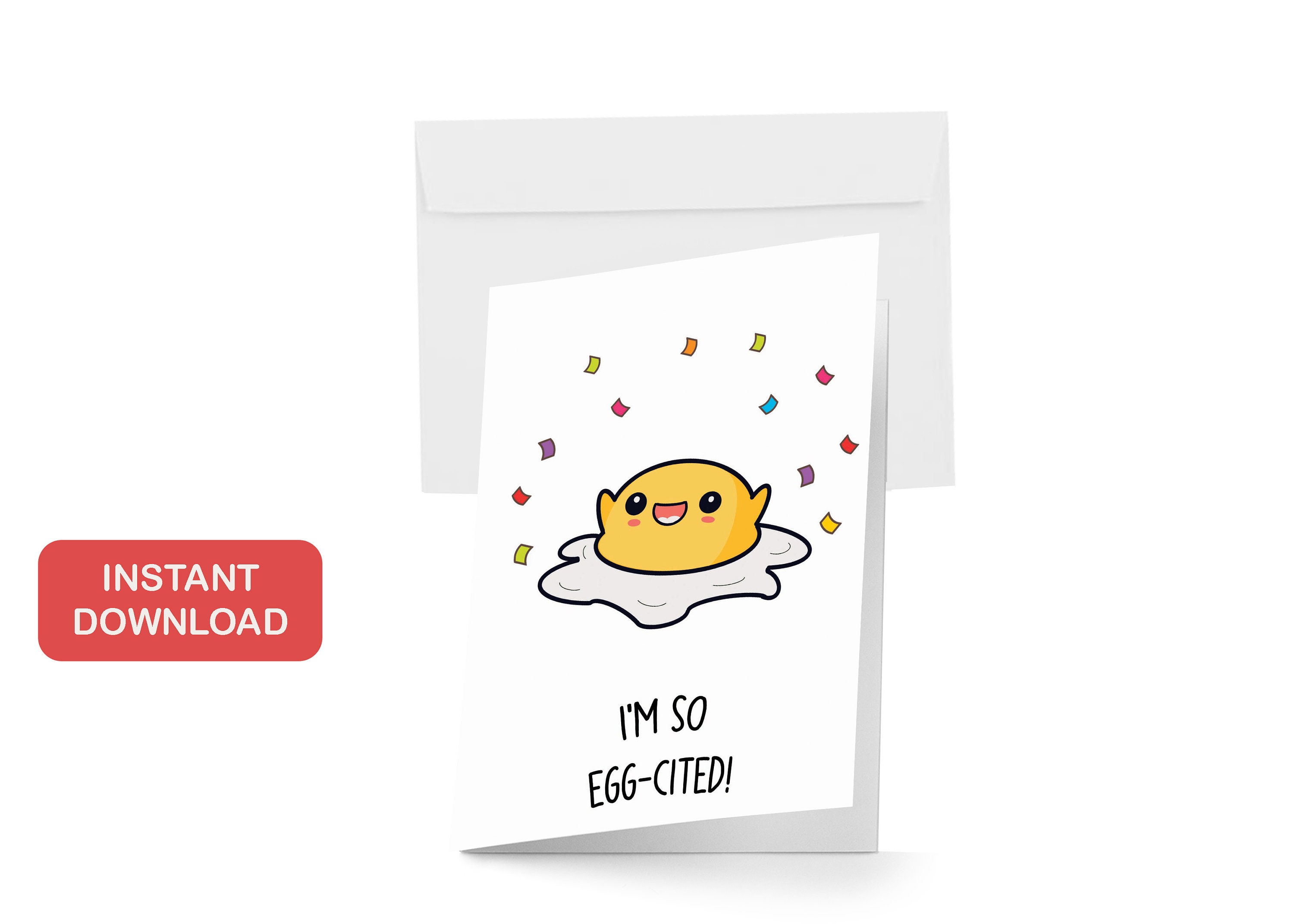 Cute Egg Birthday Card Funny Card Eggcited Pun Card - Etsy
