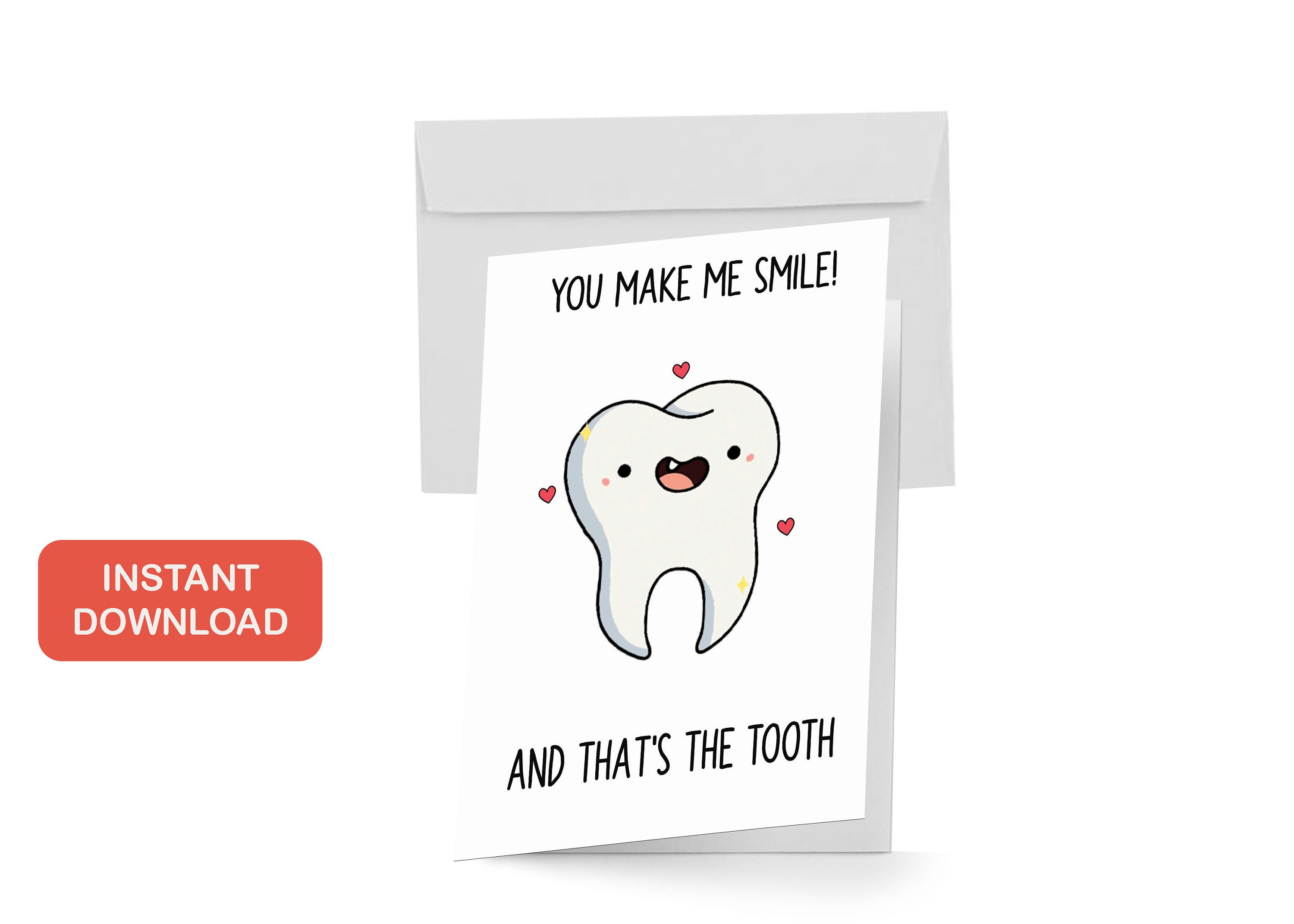 Cute Tooth Card Valentine's Day Card Pun Card Funny Birthday Card Card ...