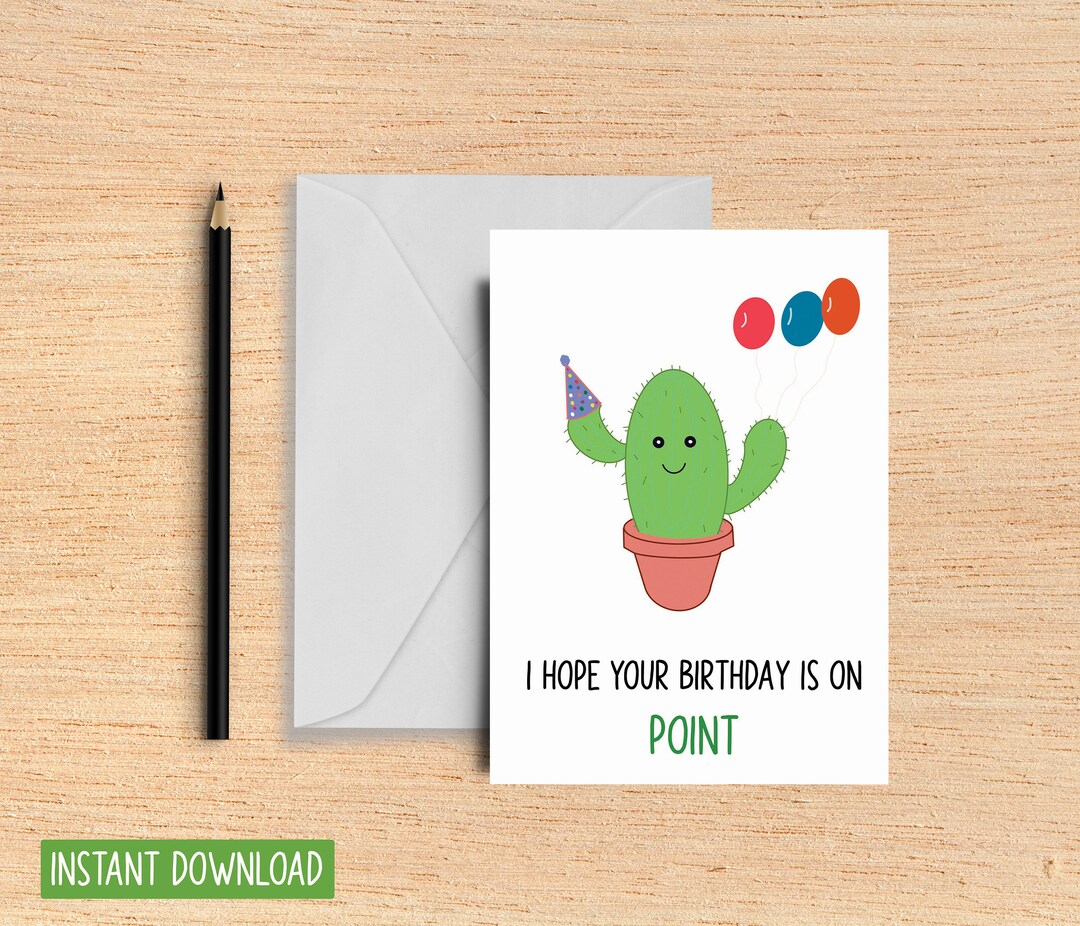 Cactus Birthday Card Funny Card Cute Greeting Card Card for Friend Pun ...