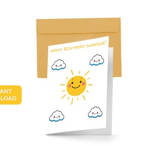 Happy Birthday Sunshine Cute Birthday Card Sun Birthday Card Sun ...