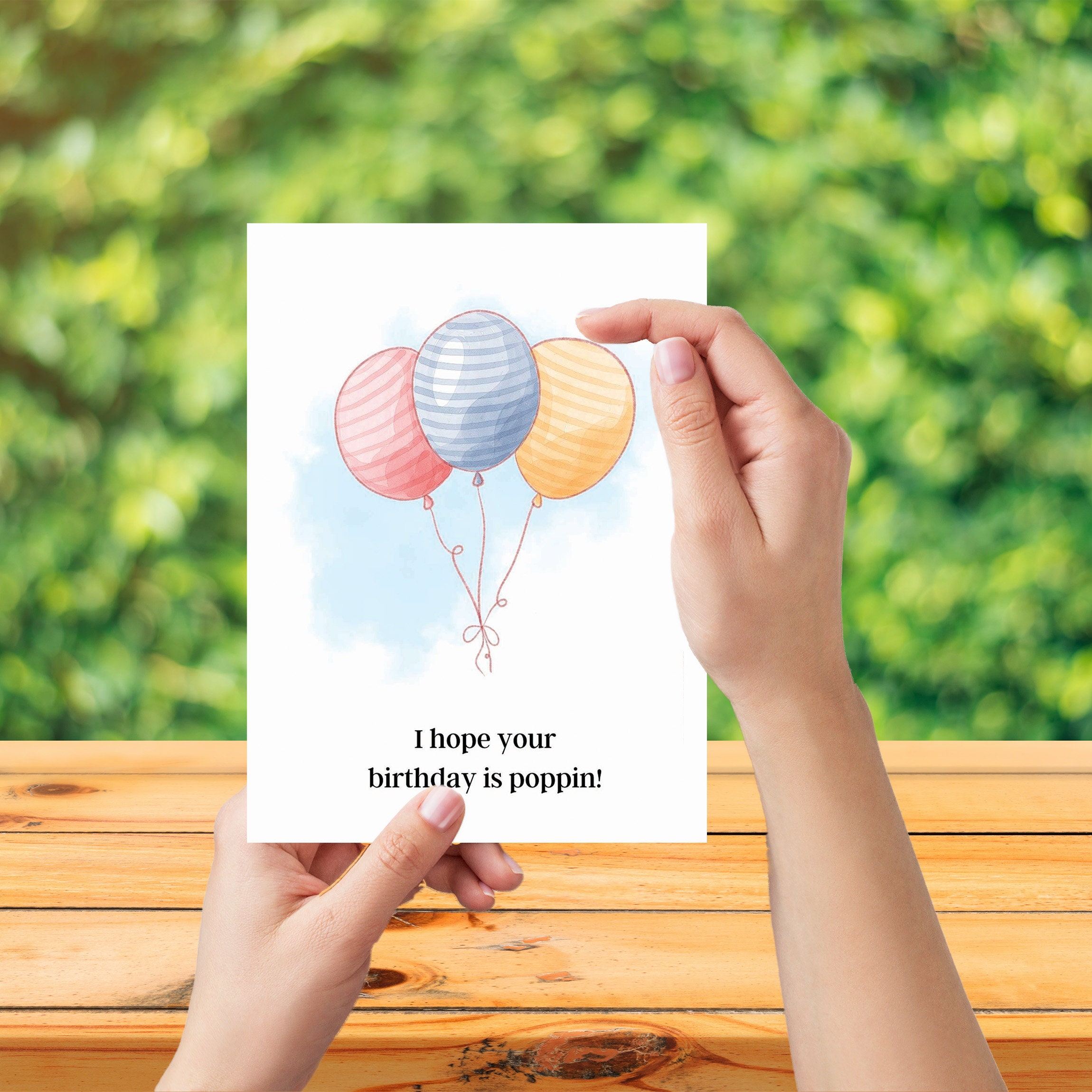 Balloons Birthday Card Watercolor Birthday Card Cute - Etsy