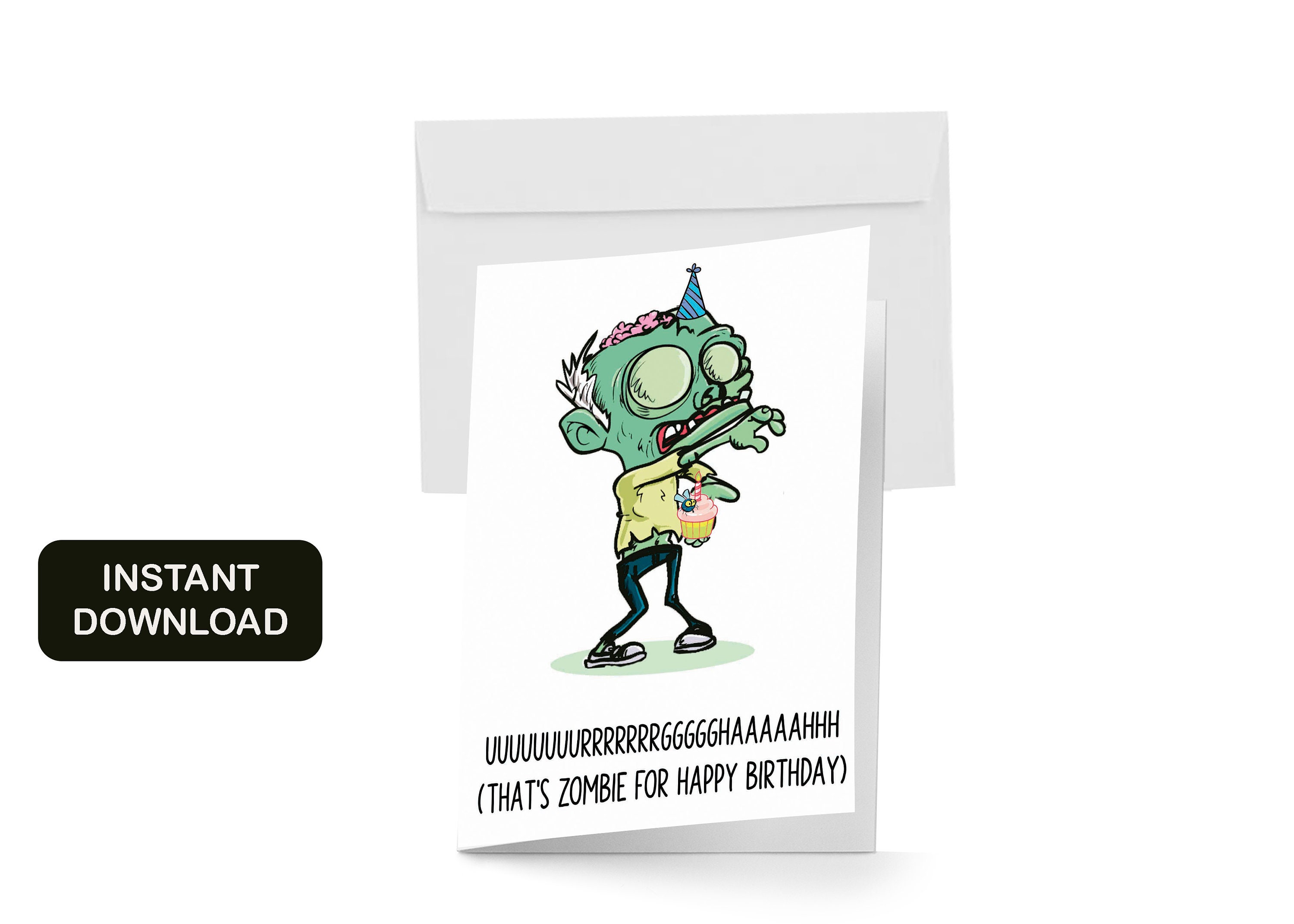 Zombie Birthday Card Punny Spooky Birthday Halloween Birthday Card ...