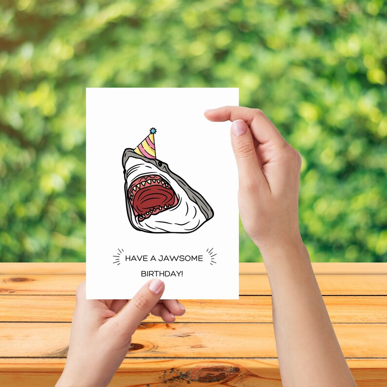 Shark Birthday Card Jawsome Birthday Card Pun Card Funny Etsy