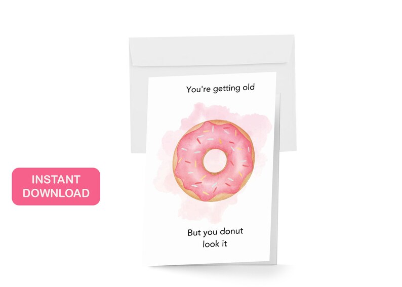 Donut Birthday Card Watercolor Birthday Card Watercolor Donut Pun Card ...