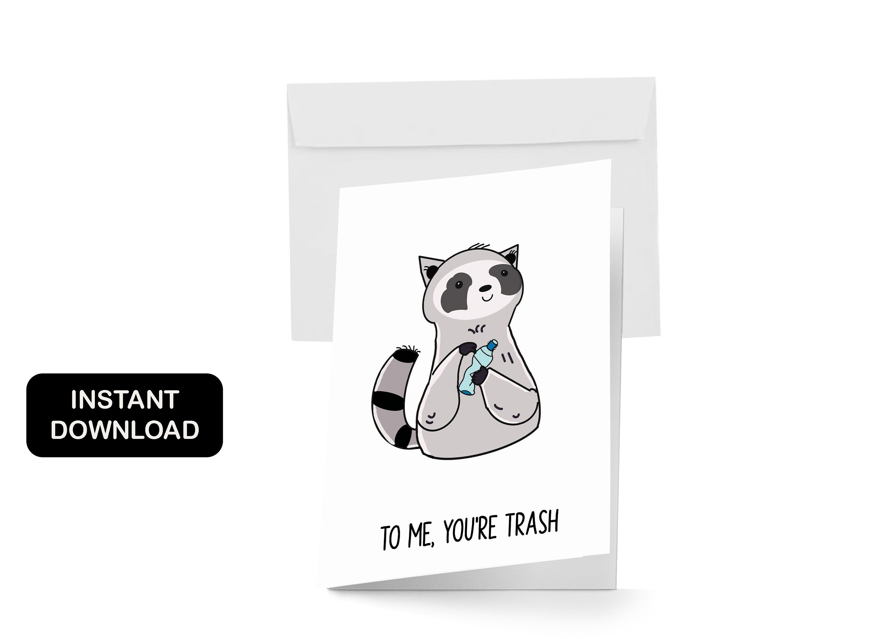 Raccoon Card Funny Birthday Card You're Trash Card for Friend Pun Card ...