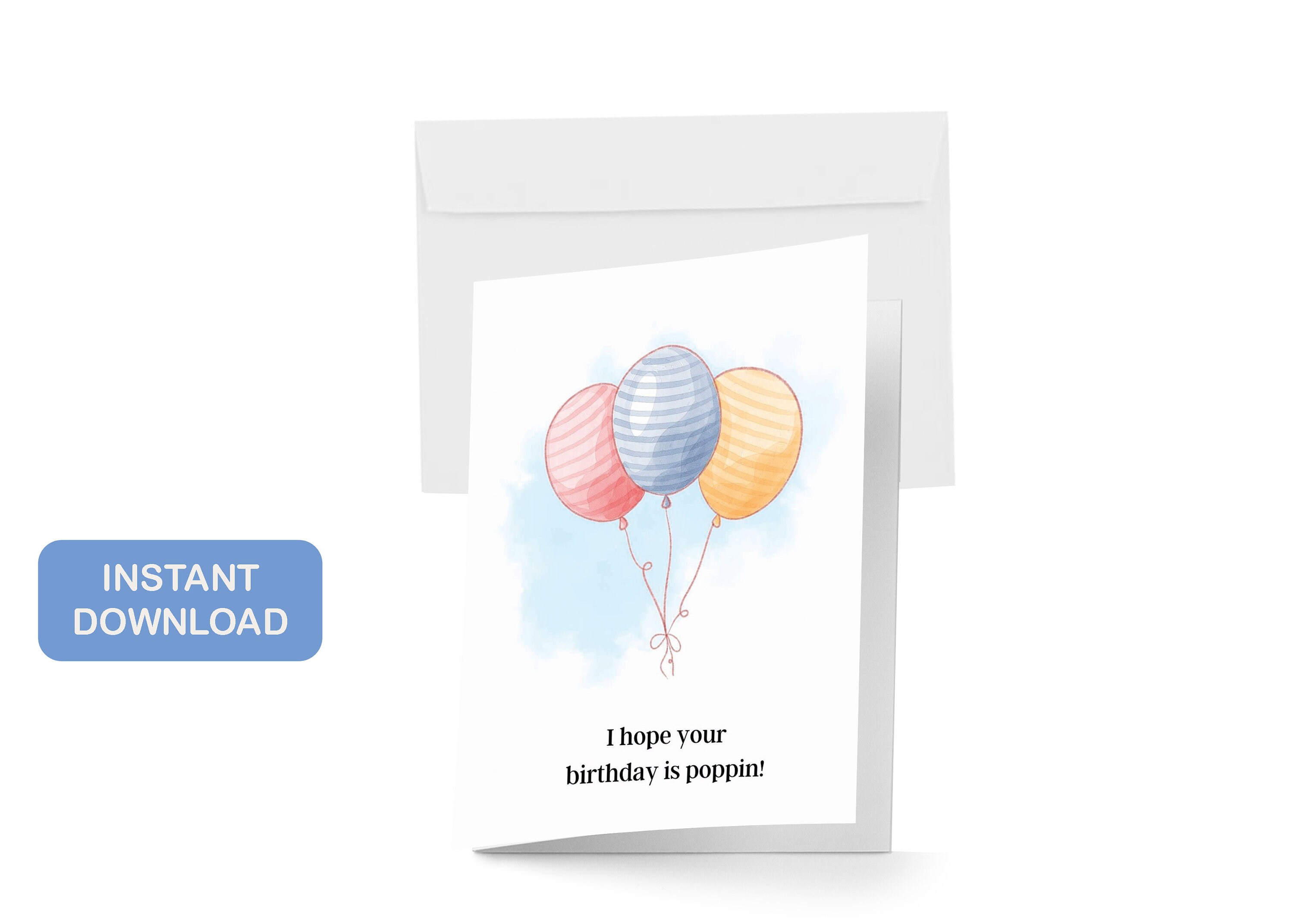 Balloons Birthday Card Watercolor Birthday Card Cute - Etsy