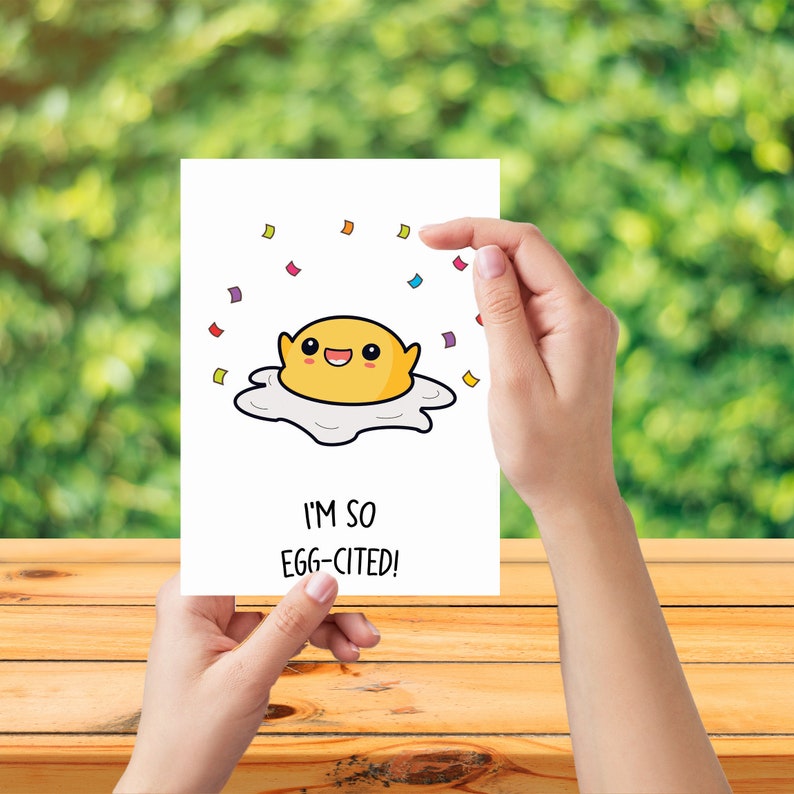Cute Egg Birthday Card Funny Card Eggcited Pun Card - Etsy