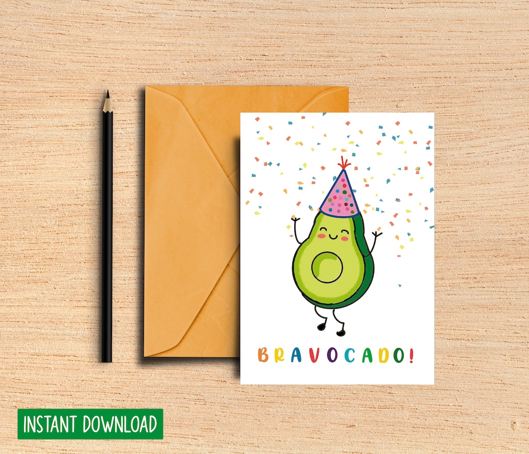 Bravocado Birthday Card Pun Birthday Card Avocado Birthday Card Funny ...