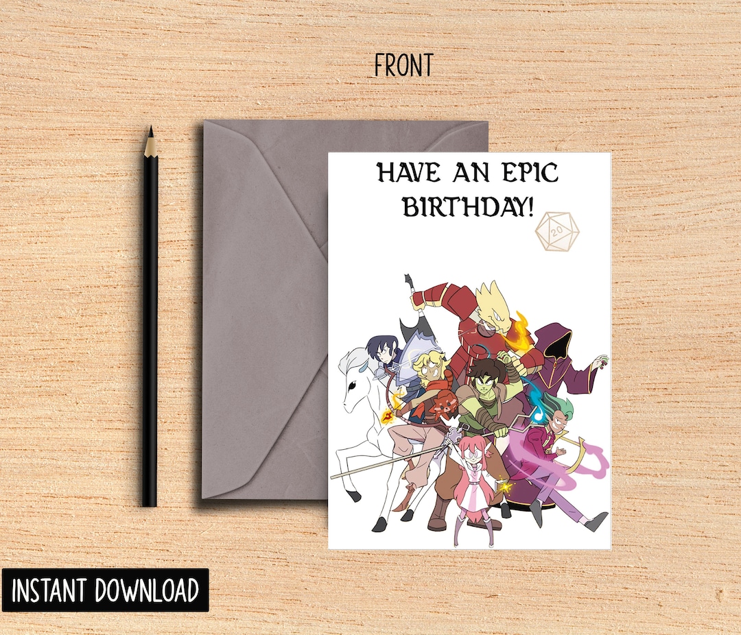 D&D Birthday Card Dungeons and Dragons Card Dnd Art Dice - Etsy