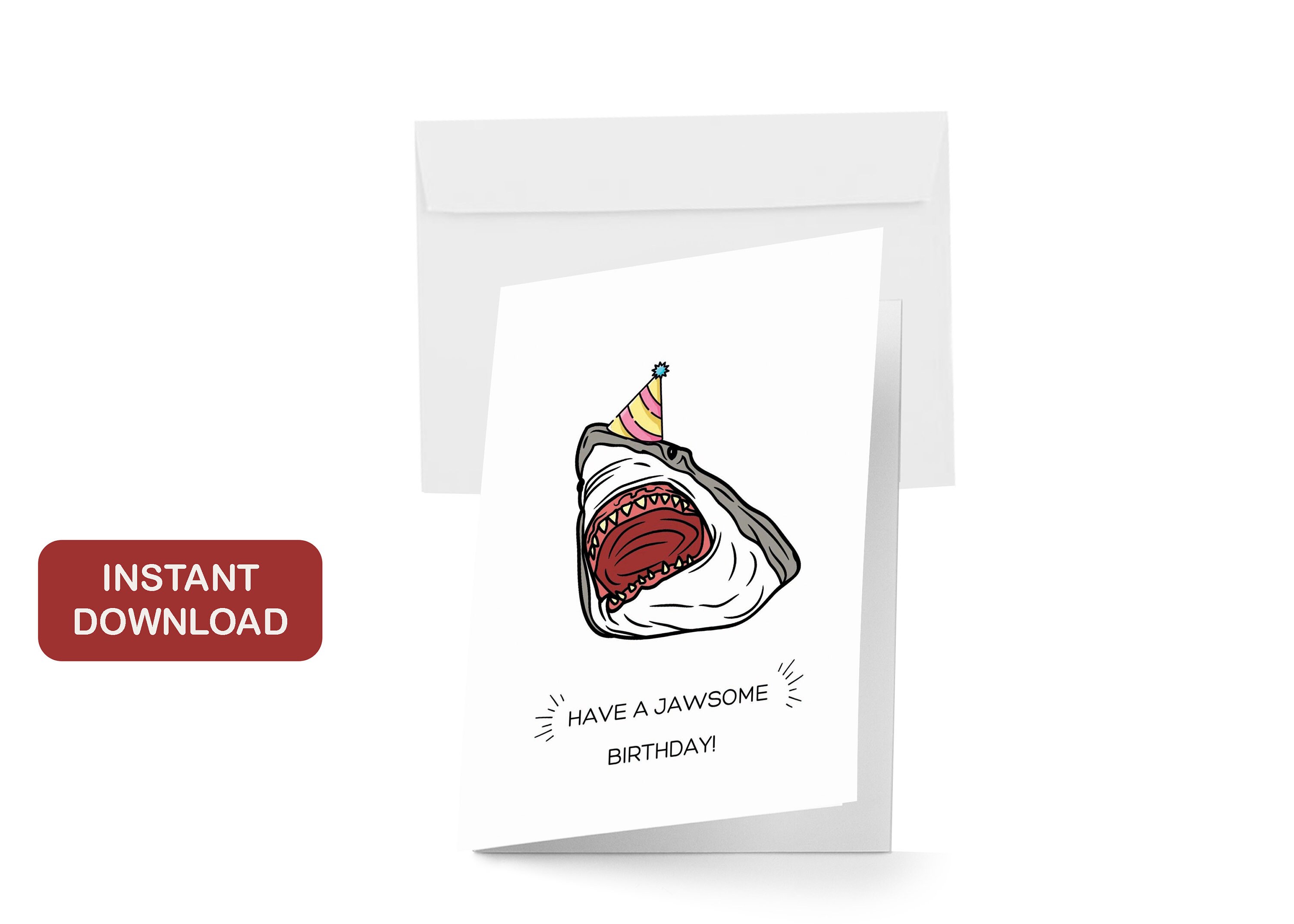 Shark Birthday Card Jawsome Birthday Card Pun Card Funny Etsy