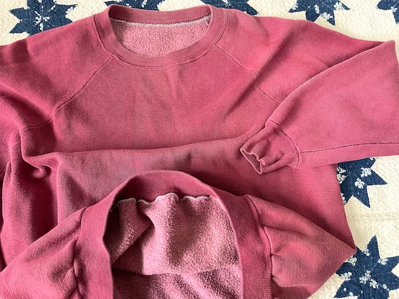 Vintage 60s Plush Raspberry Crew Neck Sweatshirt . - Gem