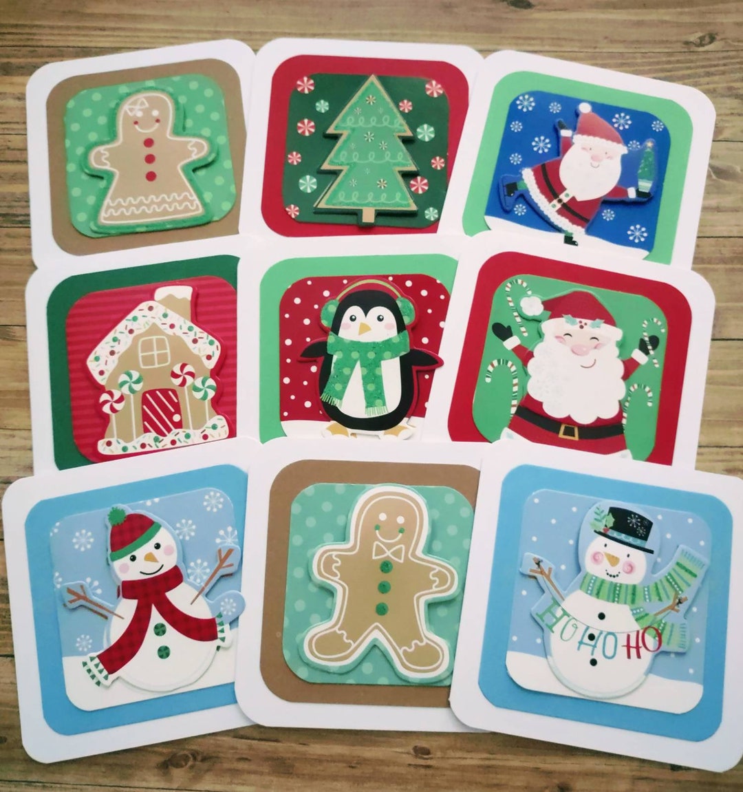 9 Small Christmas Note Cards, Enclosure Cards, Gift Enclosure ...