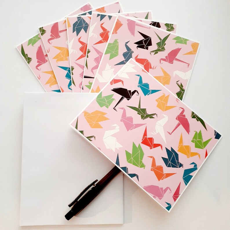 Set of 6 Origami Folded Paper Notecards With Envelopes Love | Etsy