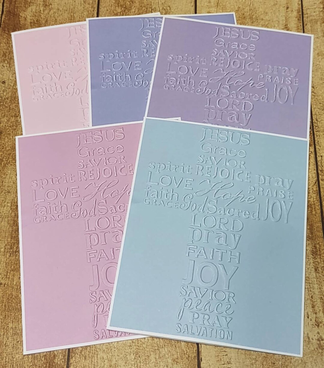 Set of 5 Distressed Embossed Cross Note Cards With Envelopes, Easter ...