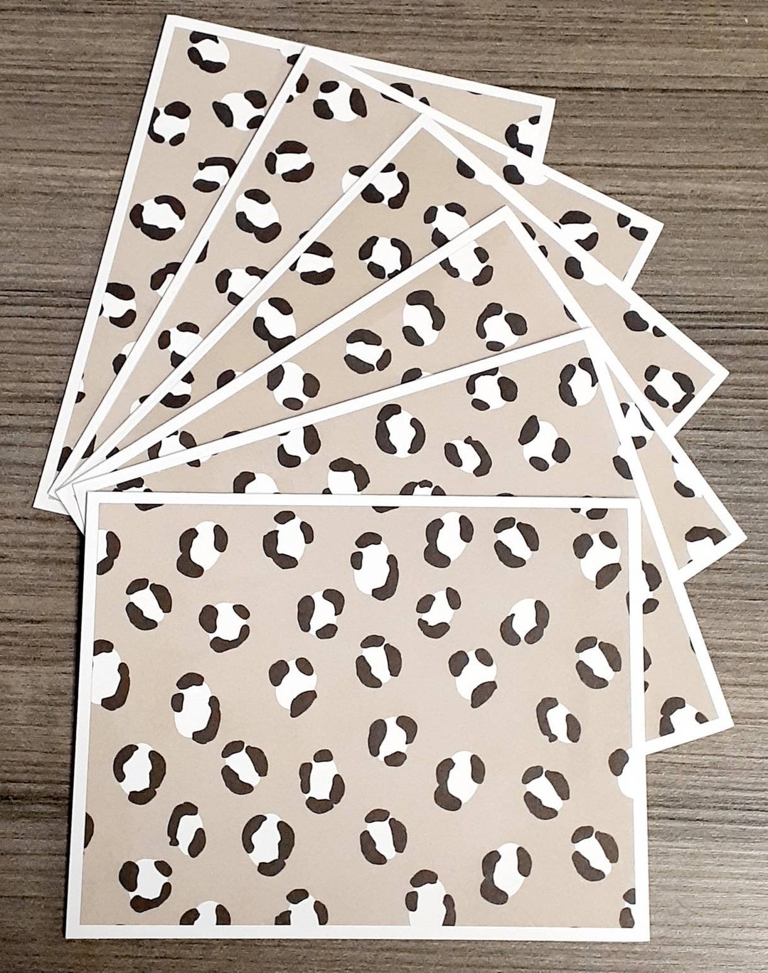 Set of 6 Colorful Taupe Toned Leopard Print Blank Notecards With ...