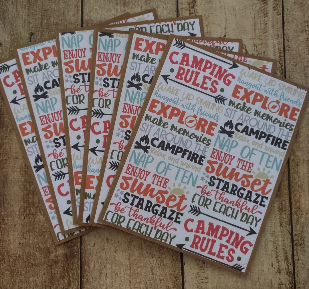 Set of 6 Outdoor Cards Camping Hiking Notecards Blank Notecards With ...