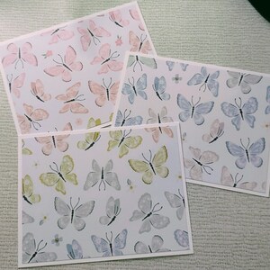 Colorful Pastel Butterfly Notecards With Envelopes, Set of 6 Assortment ...