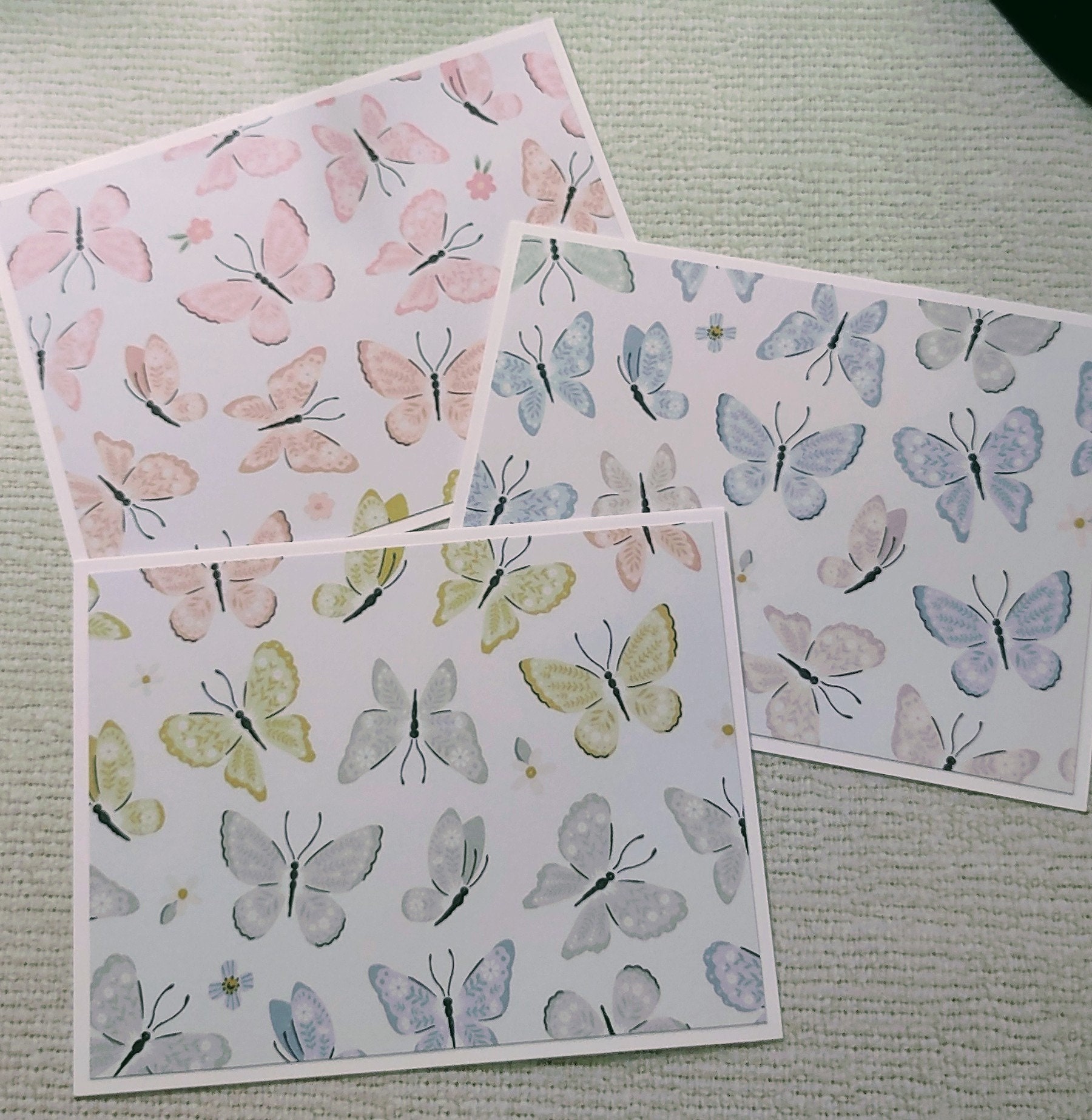 Colorful Pastel Butterfly Notecards With Envelopes, Set of 6 Assortment ...