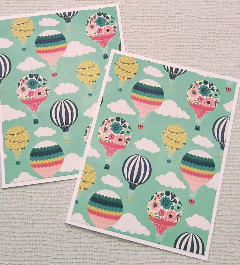 Handmade Set of 6 Hot Air Balloon Fun Note Cards With Envelopes ...