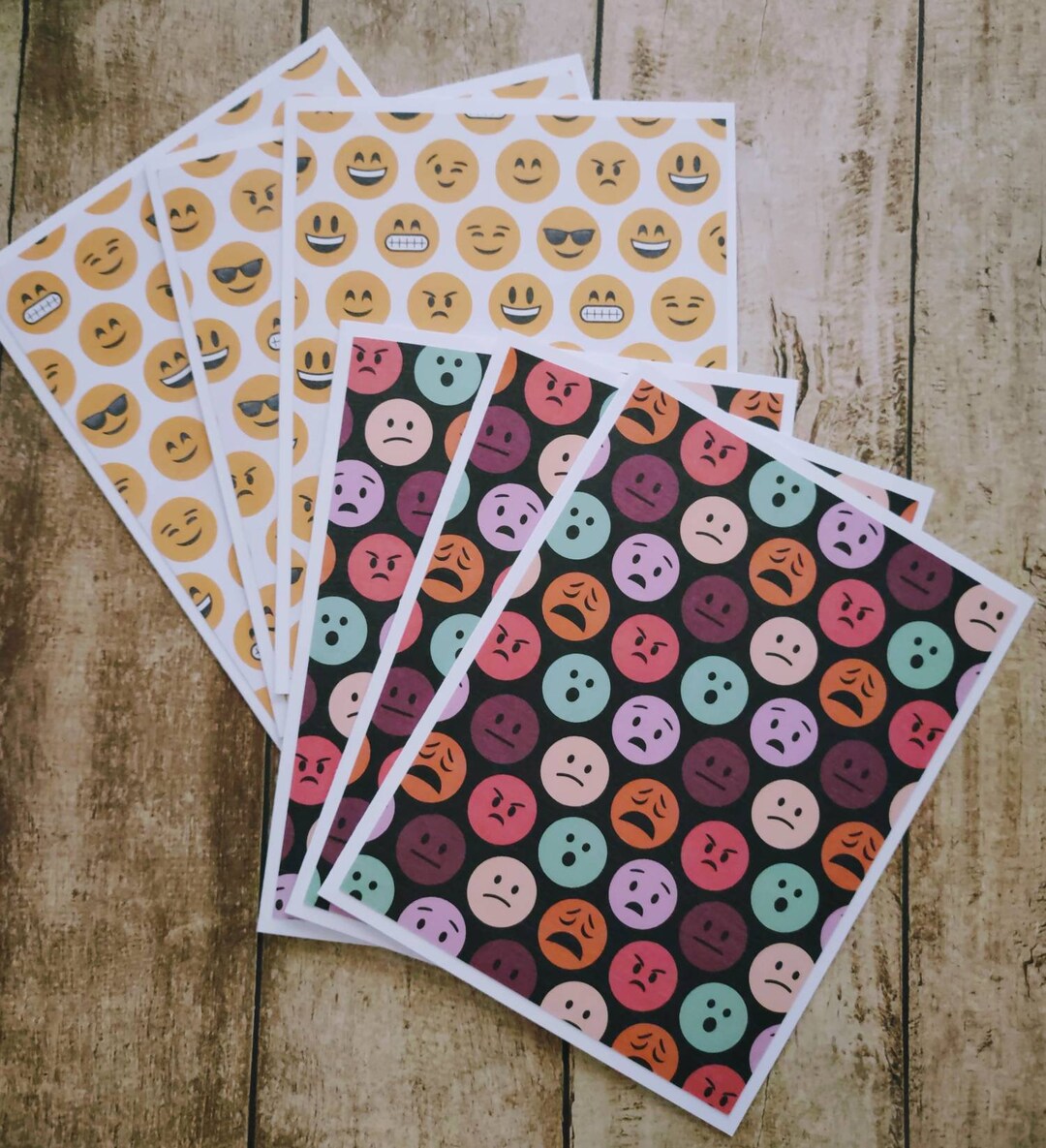 Set of 6 Emoji Face Note Cards With Envelopes, Correspondence Funny ...